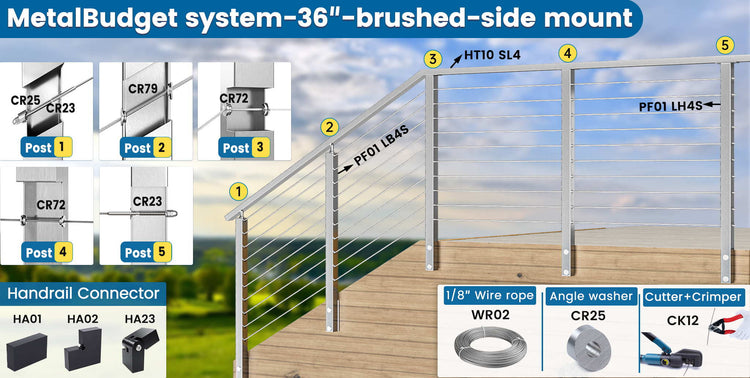 MetalBudget system-36"-brushed-side mount | Muzata