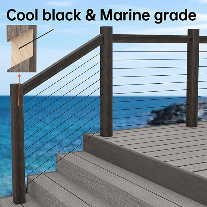 WoodBudget black cable deck railing system – Muzata