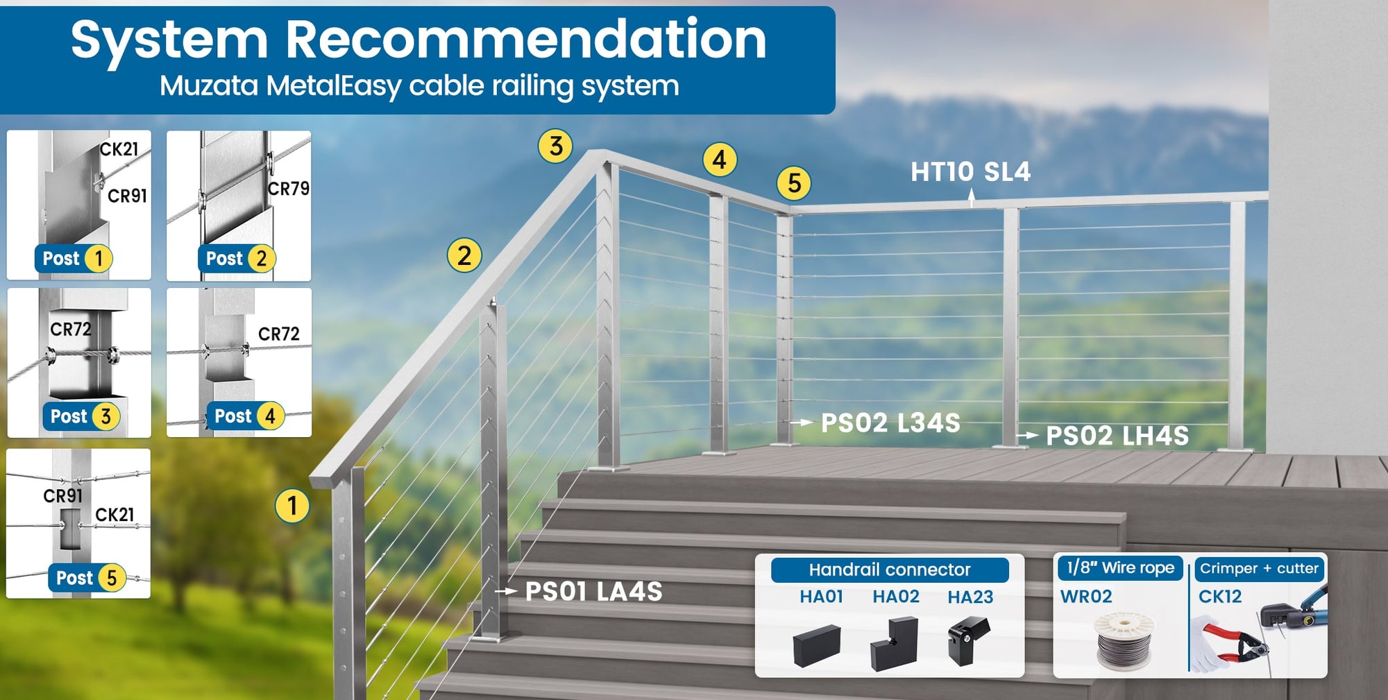 MetalEasy brushed-top mount cable railing system – Muzata