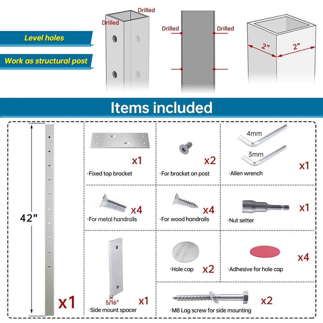 Shop Metal Posts For Cable Railings | Muzata Railing
