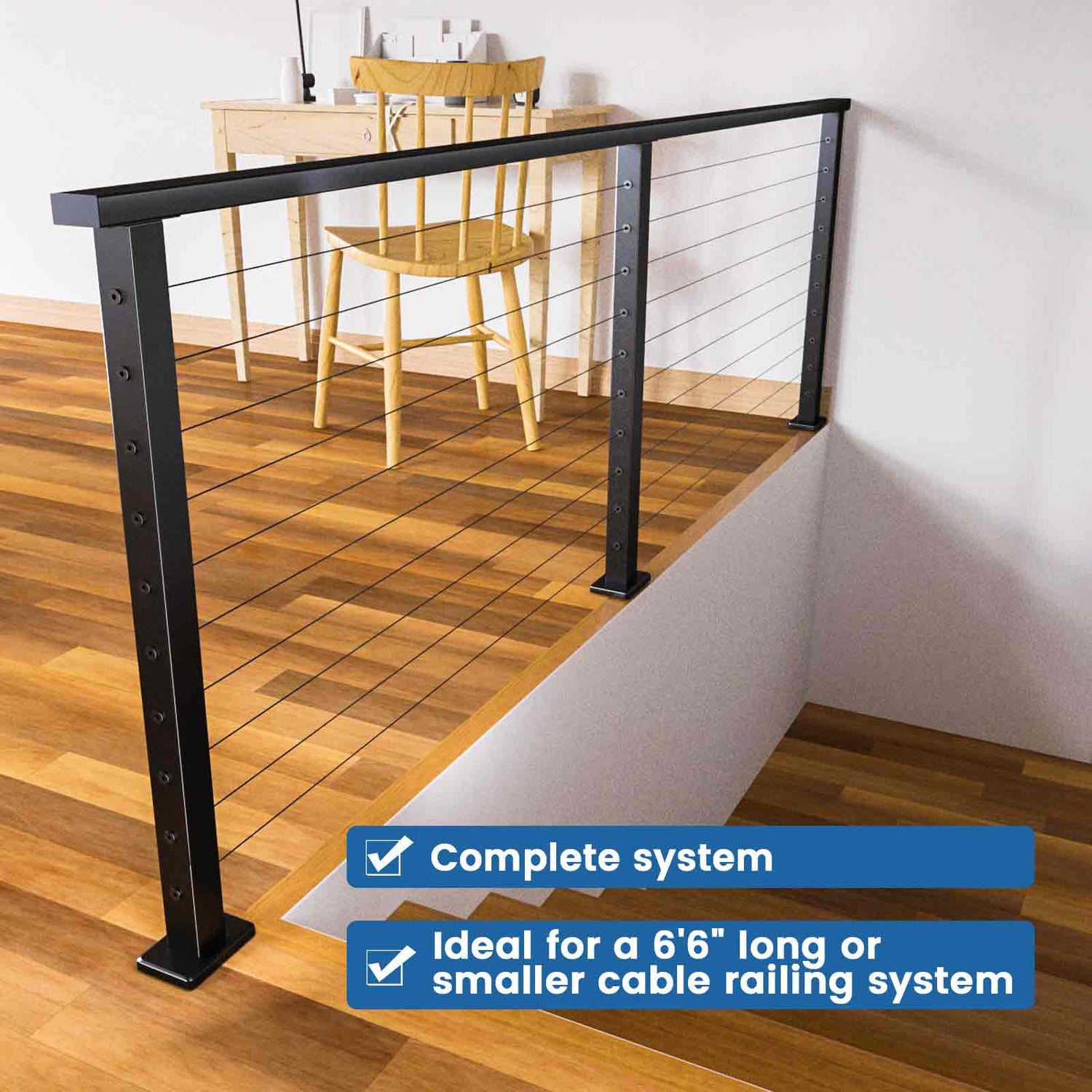 Muzata 36" 6.5ft，13ft，20ft Complete Set Cable Railing System, One Stop