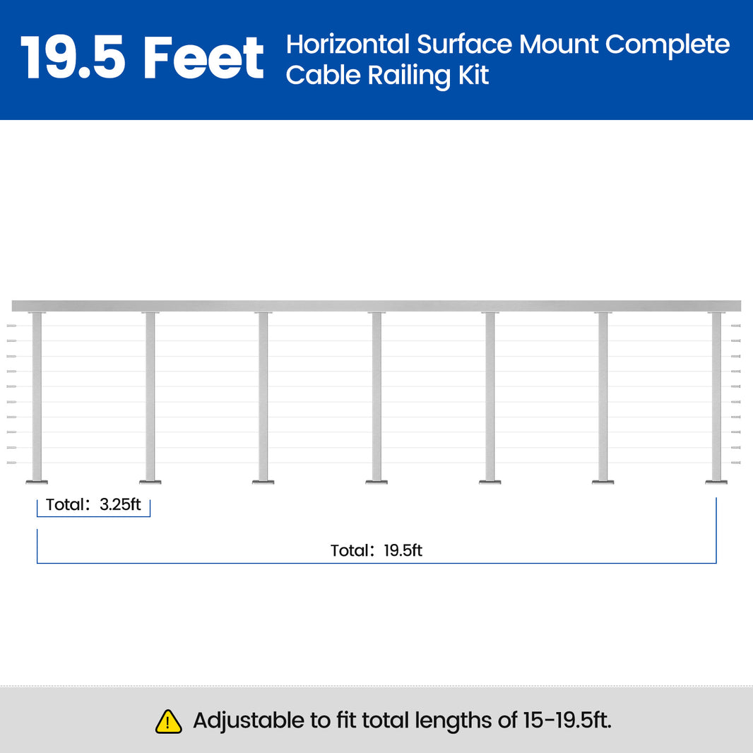Muzata 36 Brushed Horizontal Cable Railing System - Complete DIY Kit