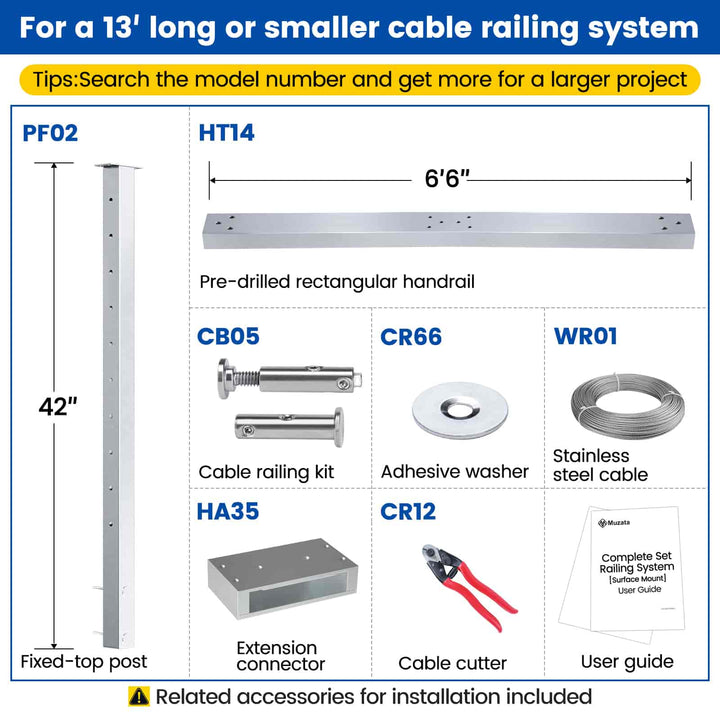 Brushed Side Mount Cable Railing System for Horizontal | Muzata