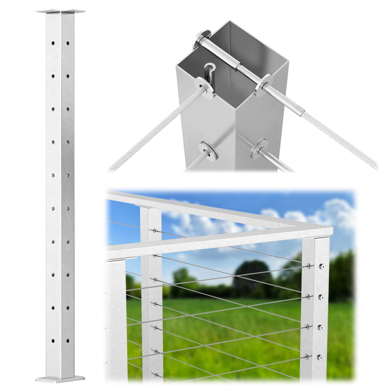 36" Brushed Stainless Steel Surface Mount Corner Post PS02 L34S – Muzata