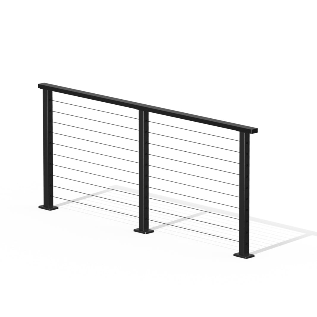 Muzata 36" 6.5ft Black Surface Mount All-in-One Cable Railing System
