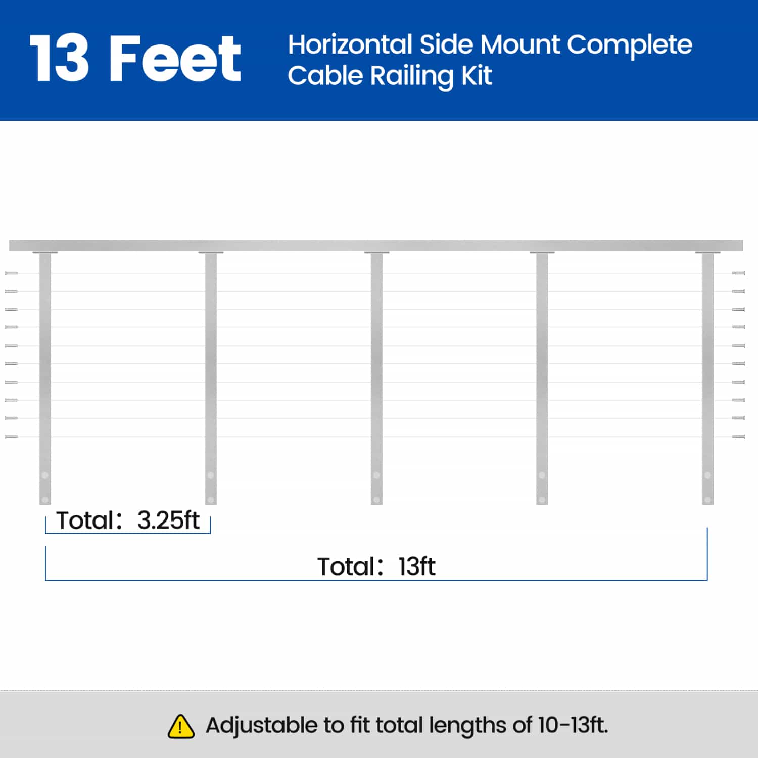 Brushed Side Mount Cable Railing System for Horizontal | Muzata