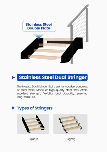 Dual Stringer Stairs - Muzata Floating Staircase