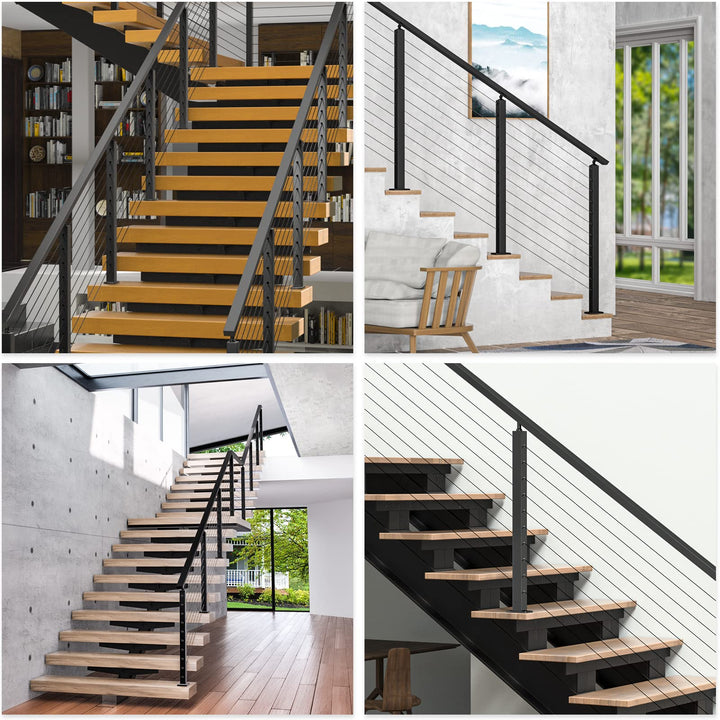 Muzata 36" 6.5ft Stair Cable Railing System Complete Set, One Stop Ser