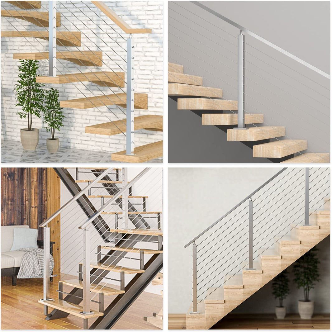 Muzata 36 Brushed Surface Stair Cable Railing System - All-in-One DIY Kit