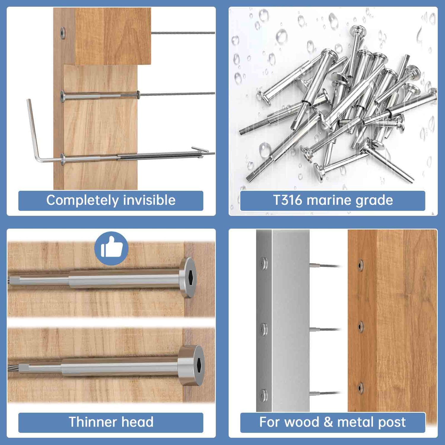 Buy Cable Railing Kits for Wood Posts | Muzata Railing – Page 2