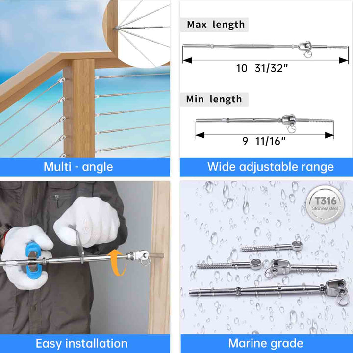 Shop Stair Railing Kits & Cable Hardware Fittings | Muzata Railing