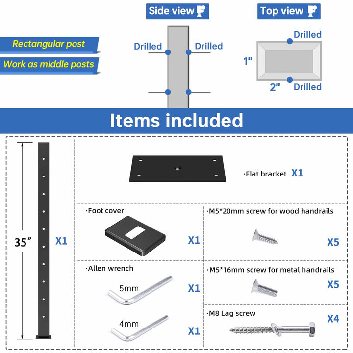 36" Surface Mount Posts - Muzata