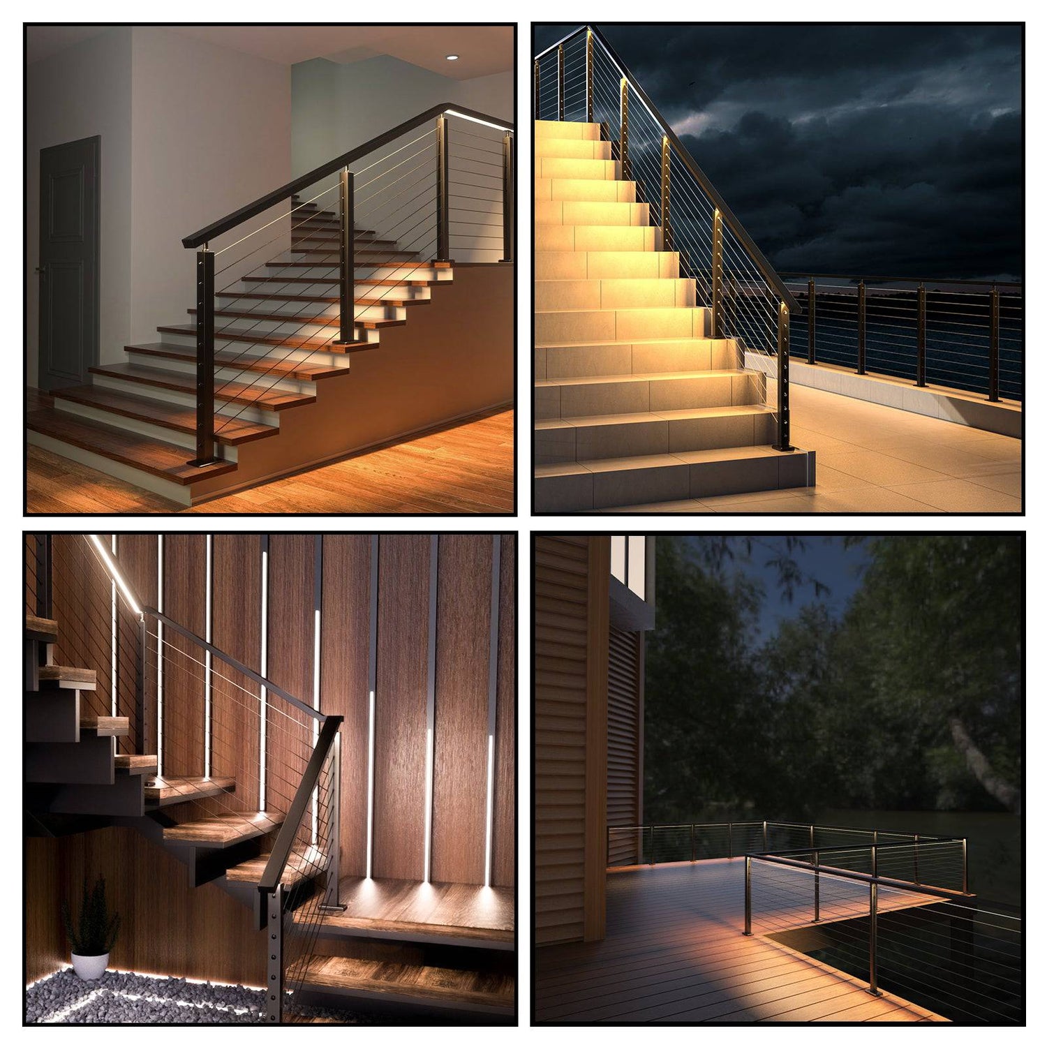 Muzata 6'6" LED Aluminum Lighted Metal Handrail Kit